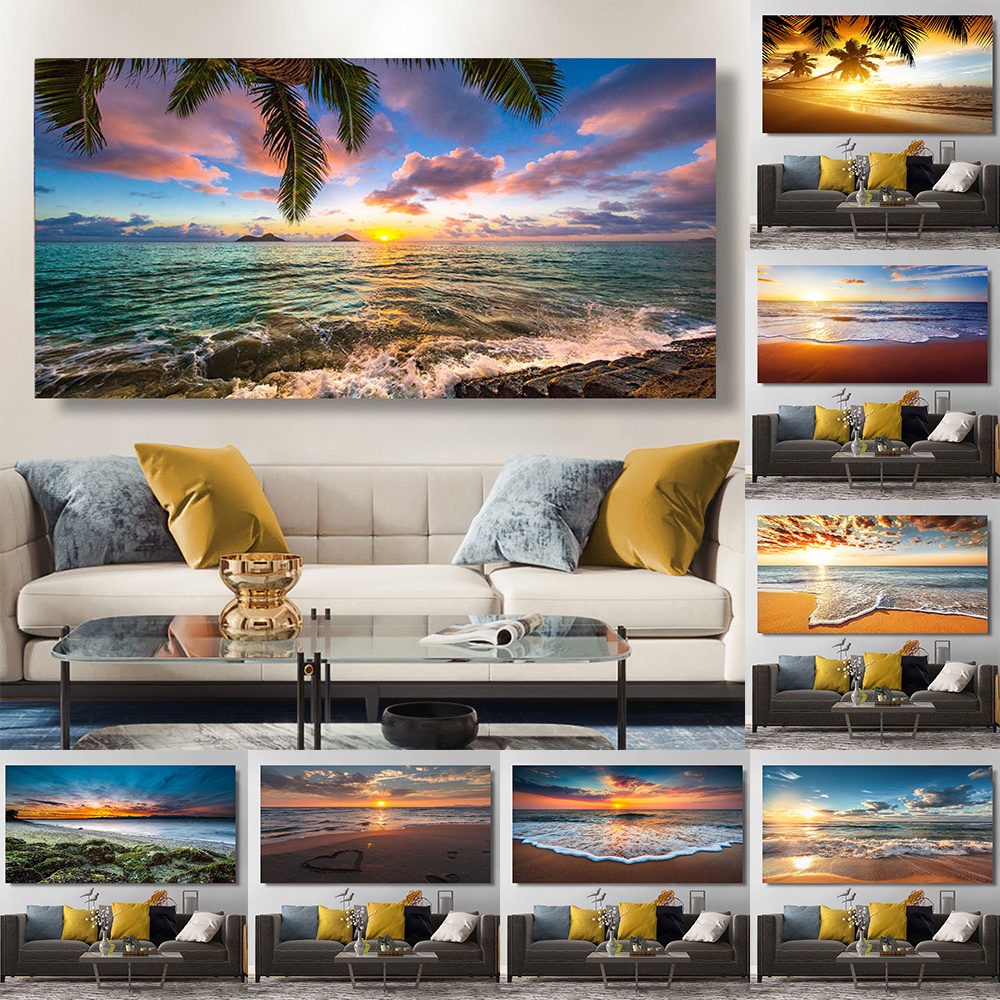 Natural Modern Seascape Wall Pictures Landscape Beach Sea Ocean Canvas ...
