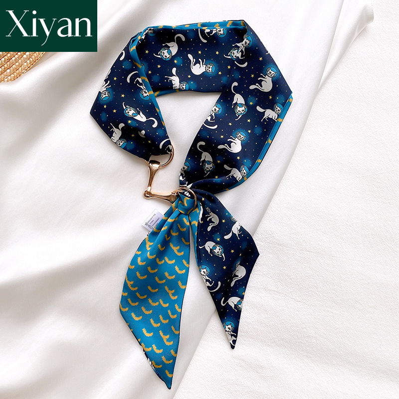 [Ready Stock]fashion women printed silk scarf twill bag scarf 7*130cm ...