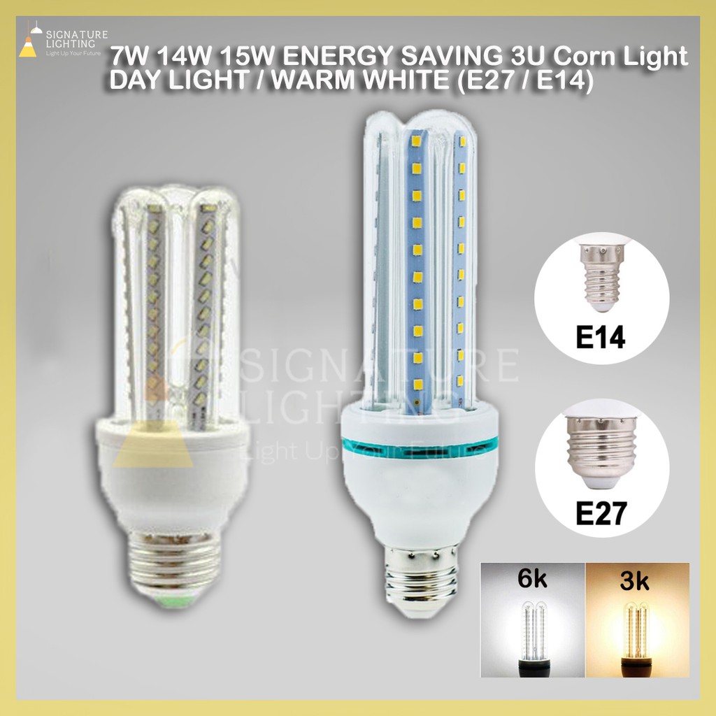 Led Bulb 7W/14W /15W 3U E27 Bulb 6k Daylight / 3k Warmwhite LED Corn ...