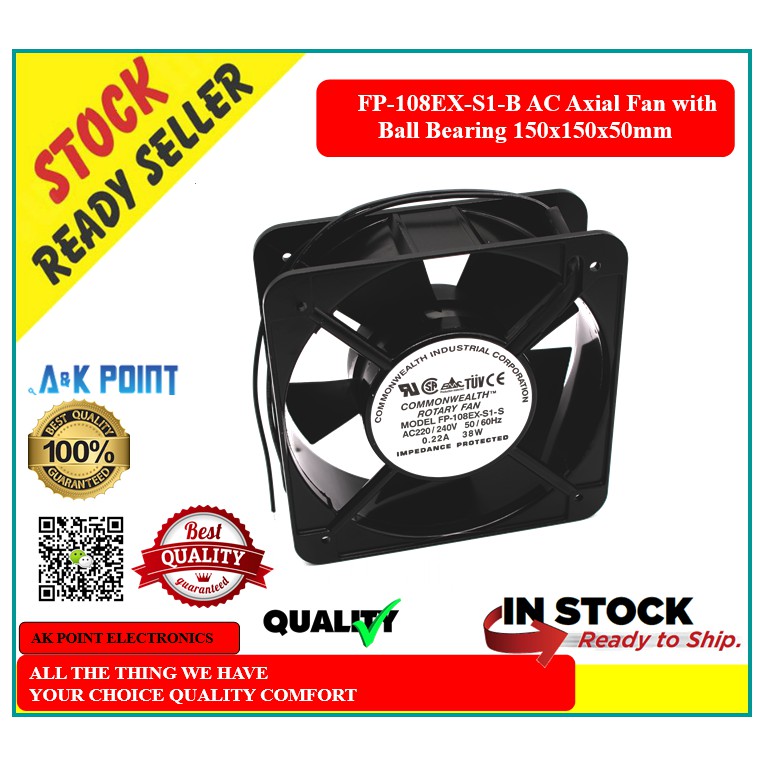 FP-108EX-S1-S AC Axial Fan with Ball Bearing AC 220/240V 50/60Hz 0.22A ...