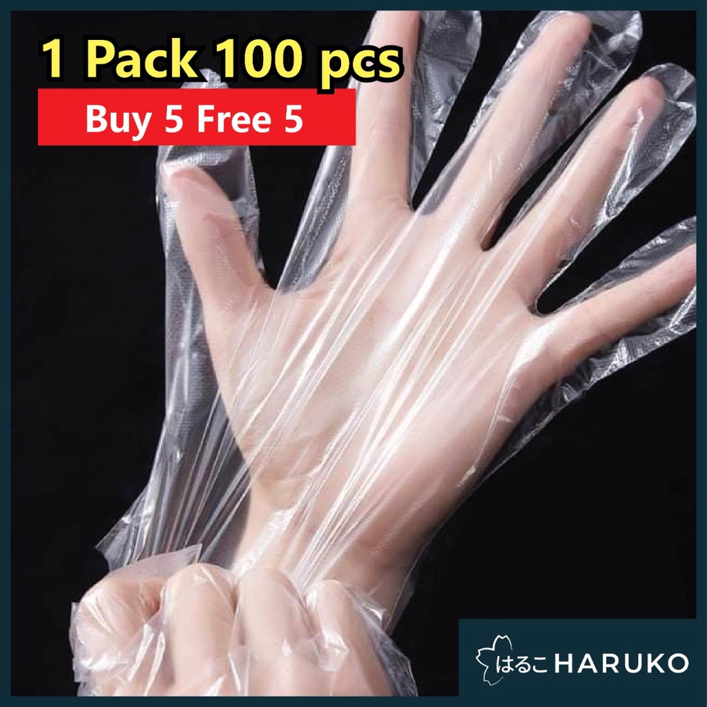 100pcs Disposable Plastic Hygiene Gloves | Shopee Malaysia