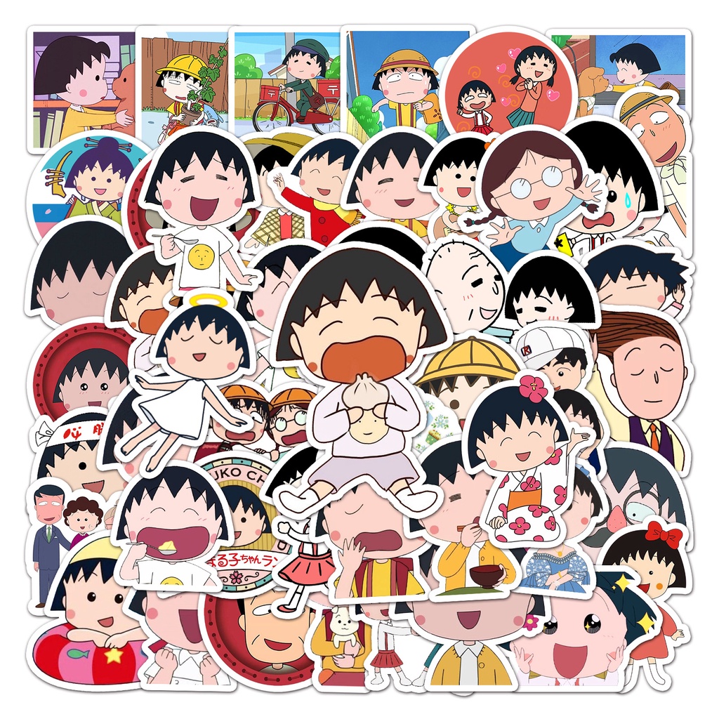 50 pcs Chibi Maruko-chan Cute Cartoon Waterproof PVC Stickers | Shopee ...