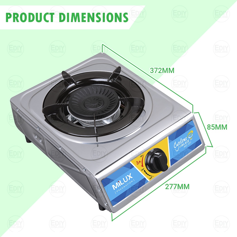 MILUX MSS-1211 Cyclone Blaze Stainless Steel Single Burner Dapur Gas ...