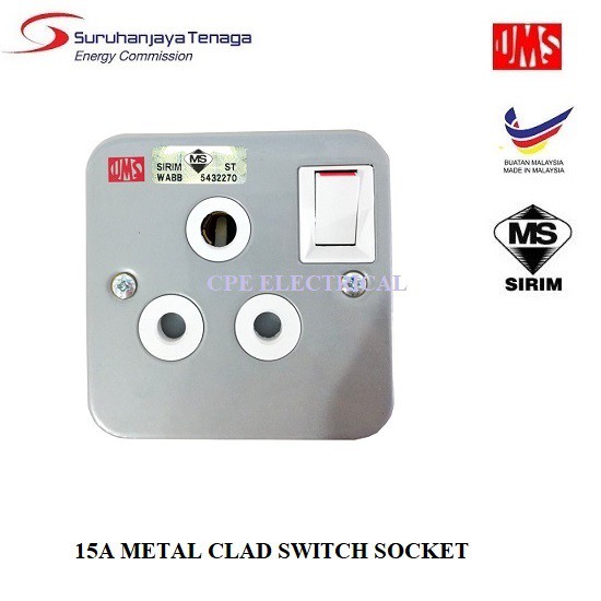 UMS 1215M 15A 250V 1 GANG SWITCHED SOCKET METAL CLAD | Shopee Malaysia