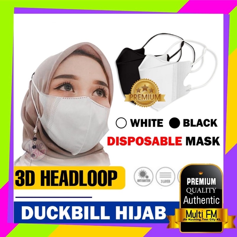 50pcs Hijab Duckbill Mask Headloop Adult Face Mask 3D Duckbil Mask ...