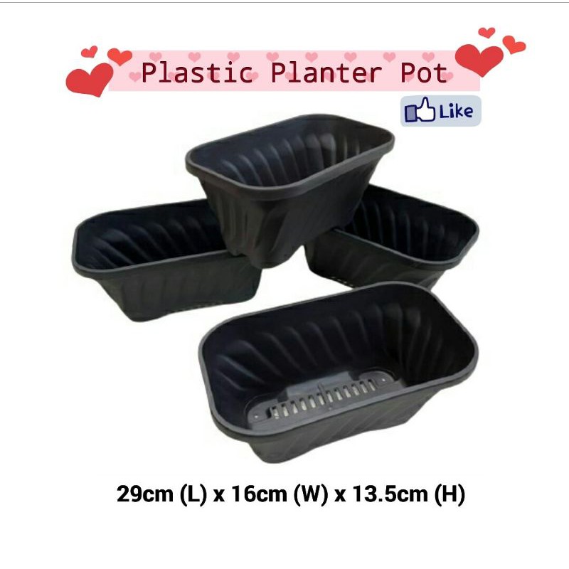 🌱 Rectangular Planter Pot / Pasu Plastik Panjang (29cm x 16cm x 13.5cm ...
