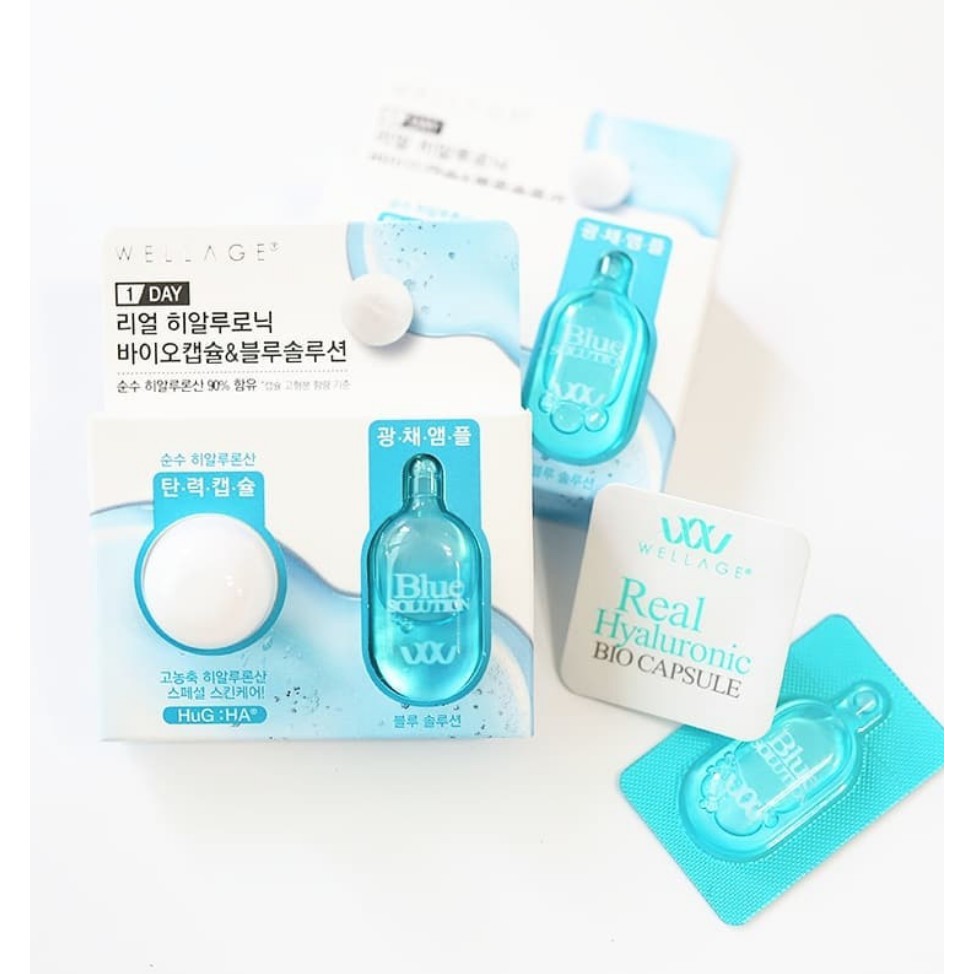 Set Hyaluronic Bio Capsule And Blue Solution Wellage Essence | Shopee ...