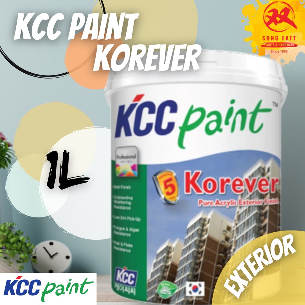 KCC Paint KOREVER Exterior (WHITE/COLOUR) 1L (Song Fatt) Cat Luar/Weatherbond/Jotashield ...