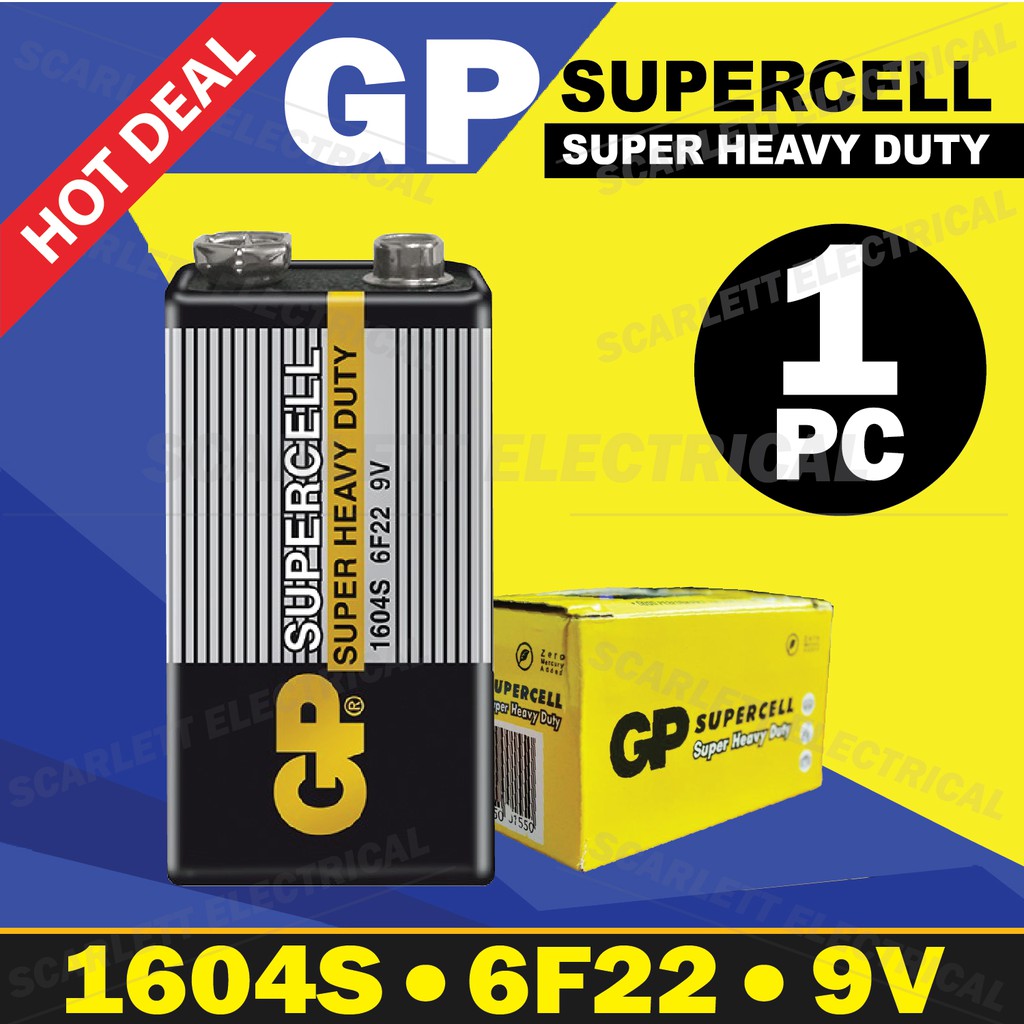 GP SUPERCELL Super Heavy Duty 1604S 6F22 9V Battery Batteries 1 PC ...