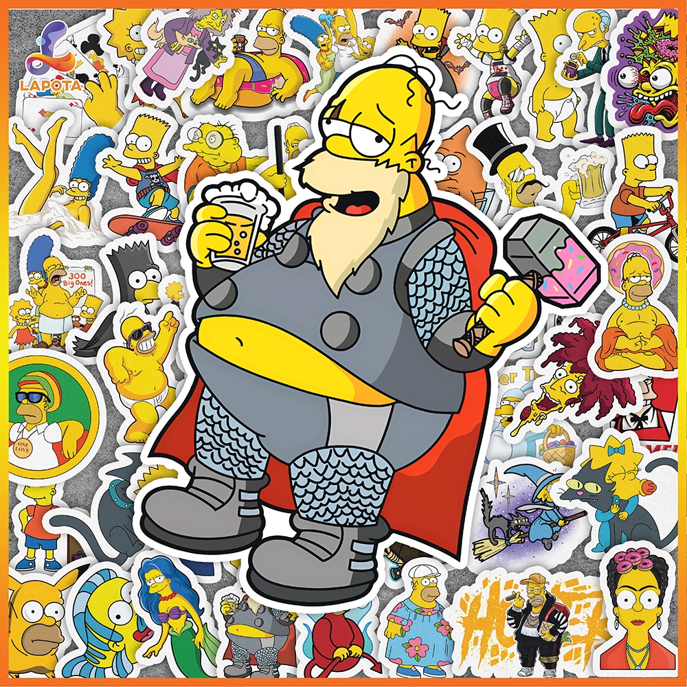 Set of 50 waterproof Simpson Stickers, cute the Simpsons stickers for ...