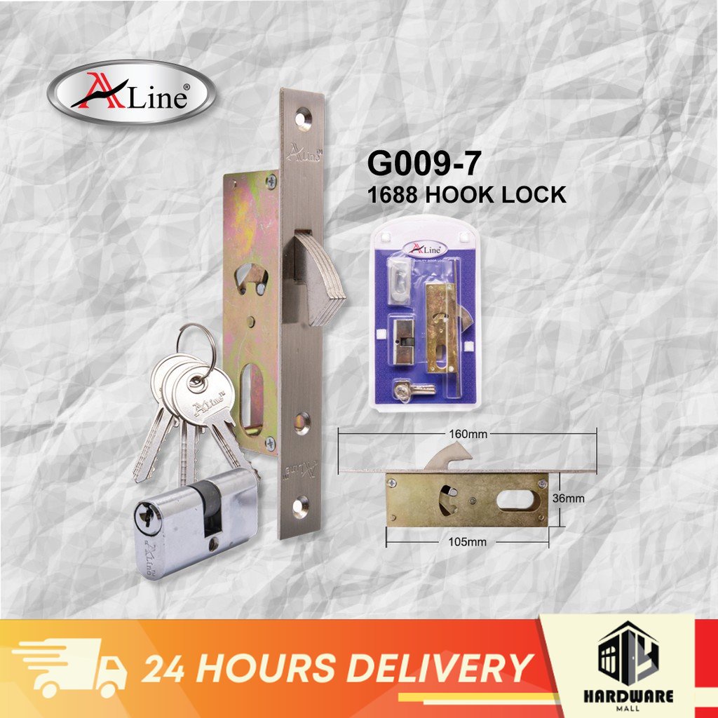 Aline G009-7 1688 Hook Lock Mortise Door Metal Grill Main Gate Grille ...