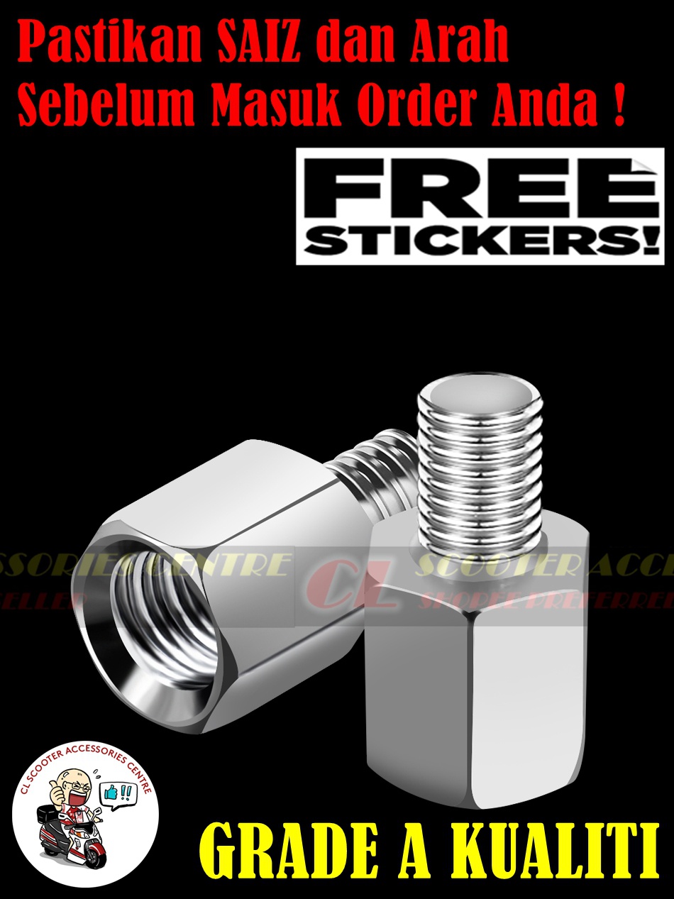 Motorcycle Side Mirror Adapter Honda Sym Modenas Suzuki Sym Vf3i Side Mirror Screw Tambah Tinggi