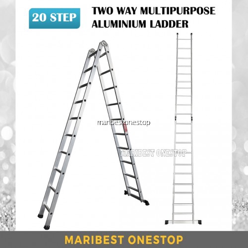 20 Step Aluminium Two Way Multipurpose Ladder | Shopee Malaysia