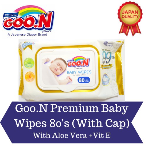(Tissue Basah) Goo.N Premium Baby Wipes 80's (With Cap) (Wet Wipes ...