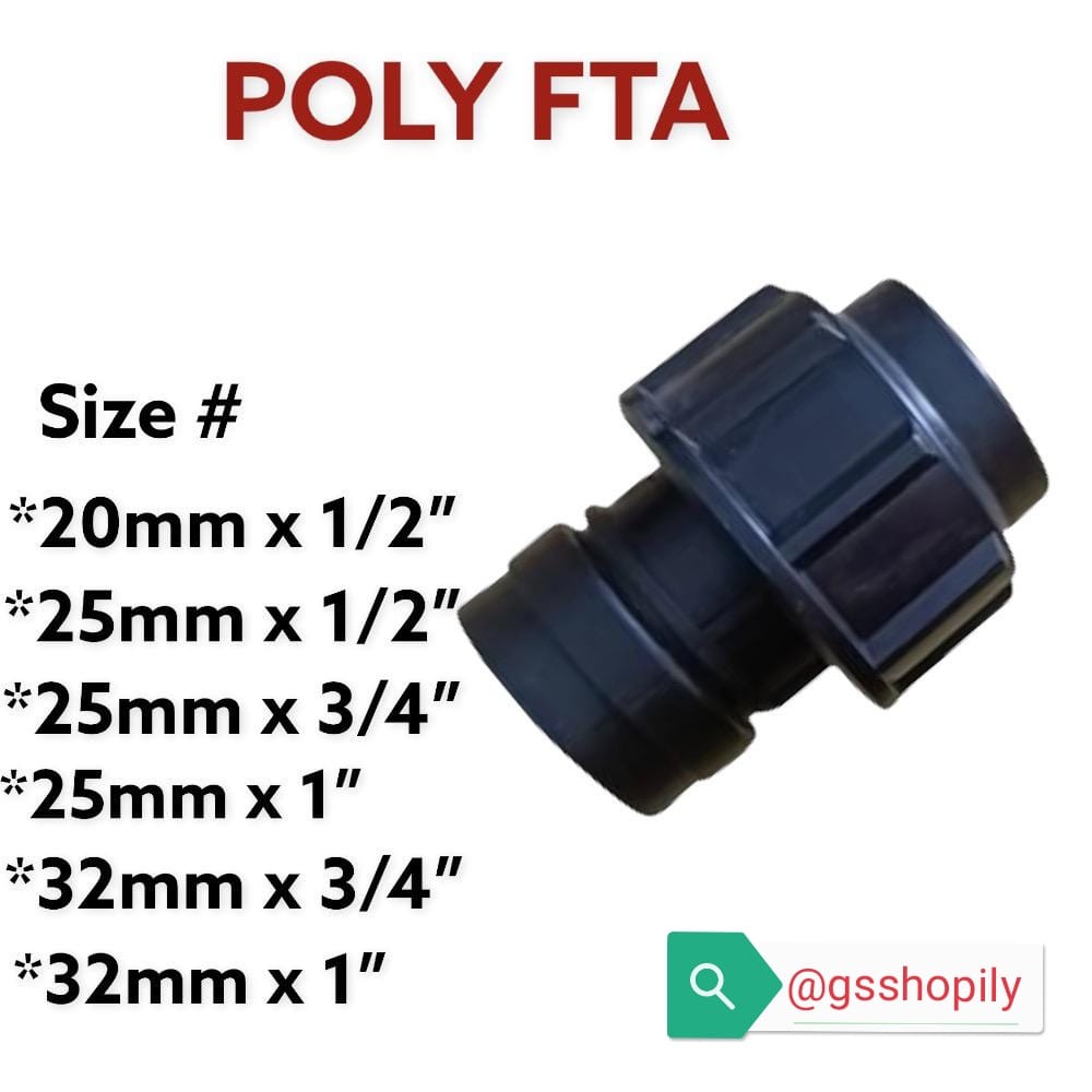 HDPE FITTINGS Female Thread Adaptor FTA, PP Poly Water Connection Fitting (20 25 32mm) x (1/2" 3 ...