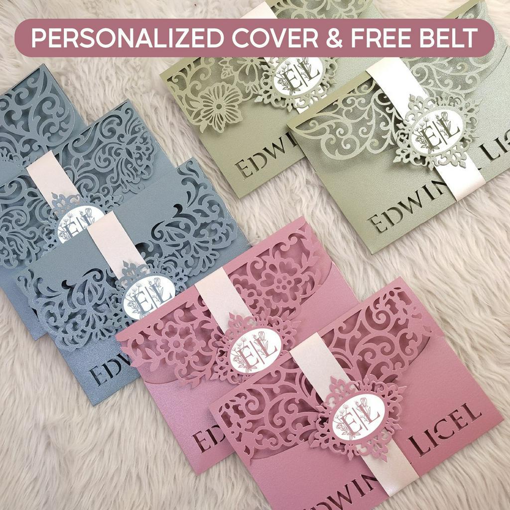 MANY DESIGN Personalize Laser cut Invitation Envelope Invitation Cover ...