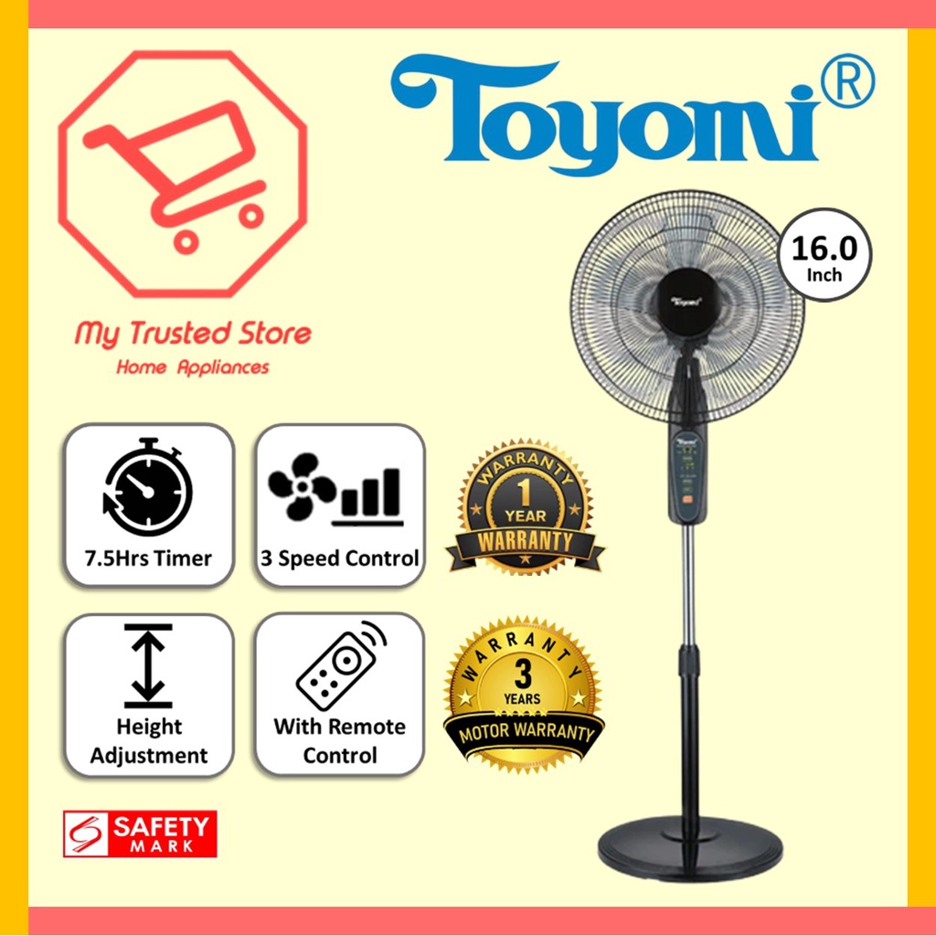 Toyomi FS 1654R 16 inch Stand Fan with Remote (Black) | Shopee Malaysia