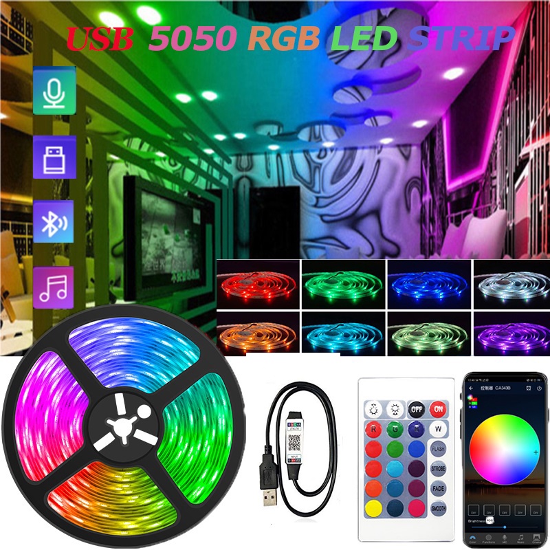 GBKOF 1-20M LED Strip Light USB Bluetooth RGB 5V SMD 5050 LED RGB Lights Flexible LED Lamp Tape ...