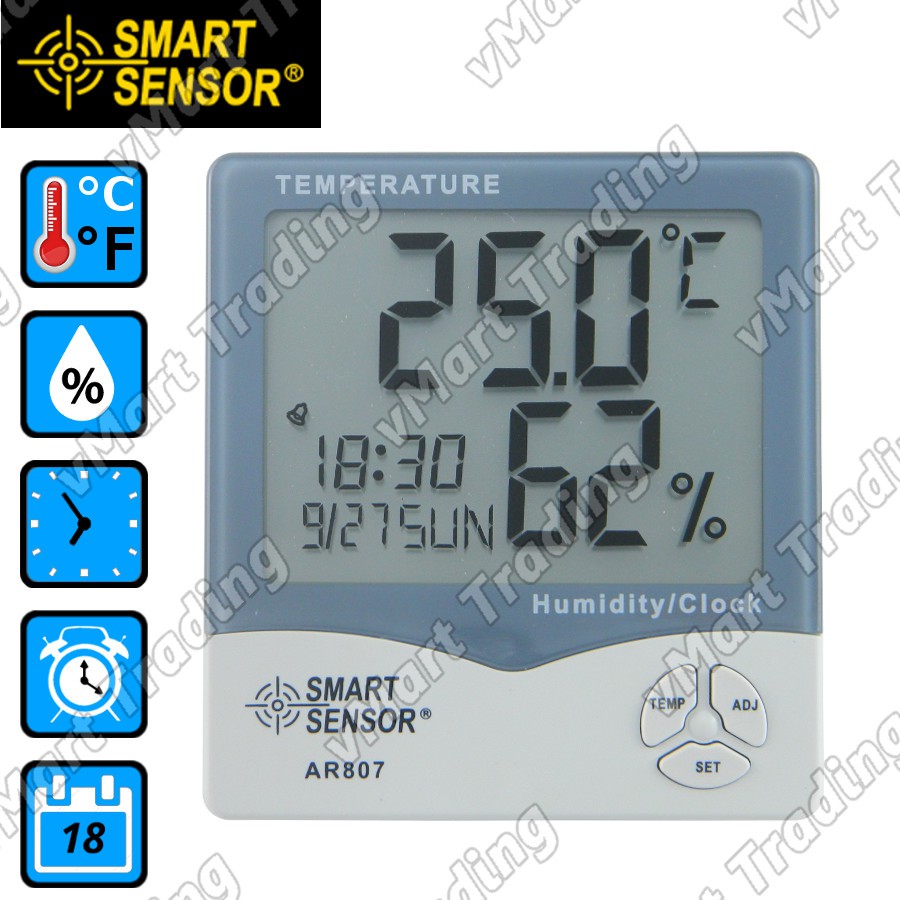 SmartSensor AR807 Interior Temperature Hygrometer Alarm Clock | Shopee Malaysia