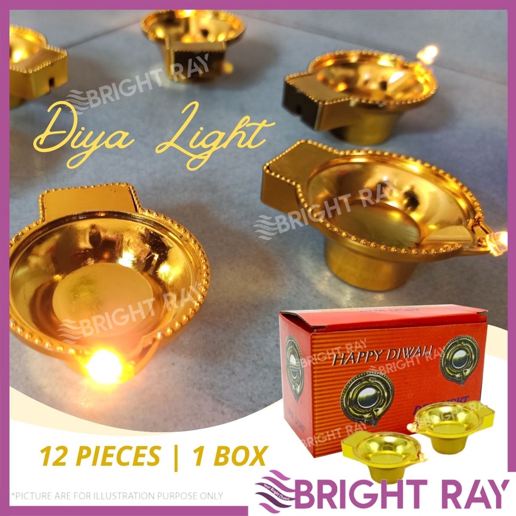 12PCS [1 BOX] Golden Diya Light Agal Vilakku / Diya Deepak LED Lights ...