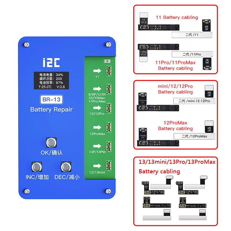 i2C Battery Repair Programmer for 11 12 Promax 13 13ProMax Battery Pop ...