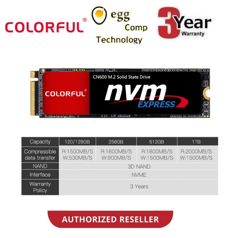 COLORFUL CN600 M.2 2280 PCIE GEN 3X4 NVME SSD 256GB 512GB 2TB | Shopee ...