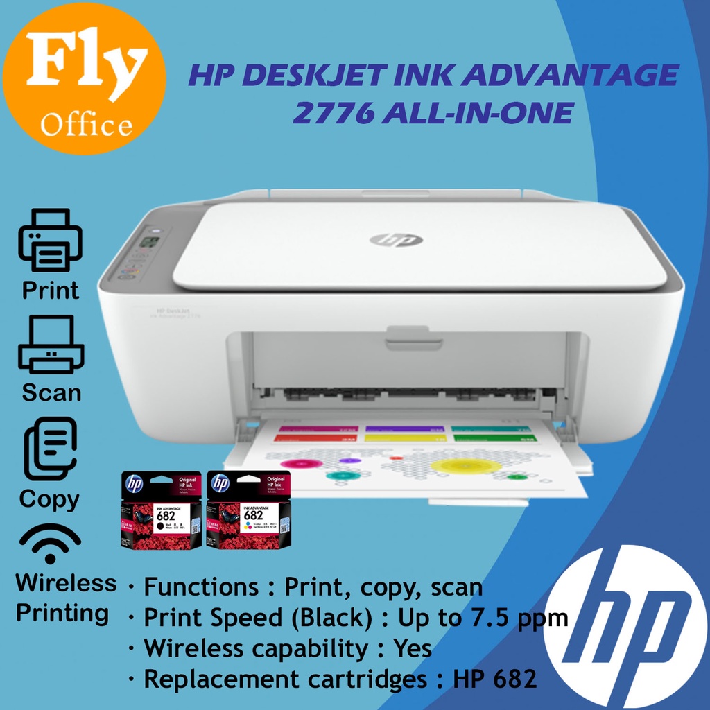 HP DeskJet Ink Advantage 2776 Wireless All-in-One Printer (Print, Scan, Copy, WiFi Direct ...