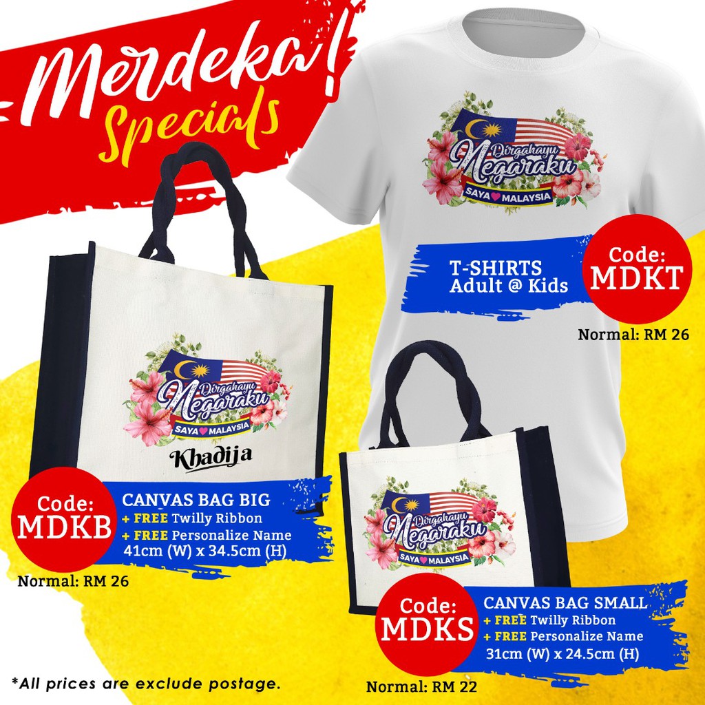 [MURAH] TOTE BAG MERDEKA SPECIAL EDITION + MERDEKA T SHIRT + TOTEBAG ...