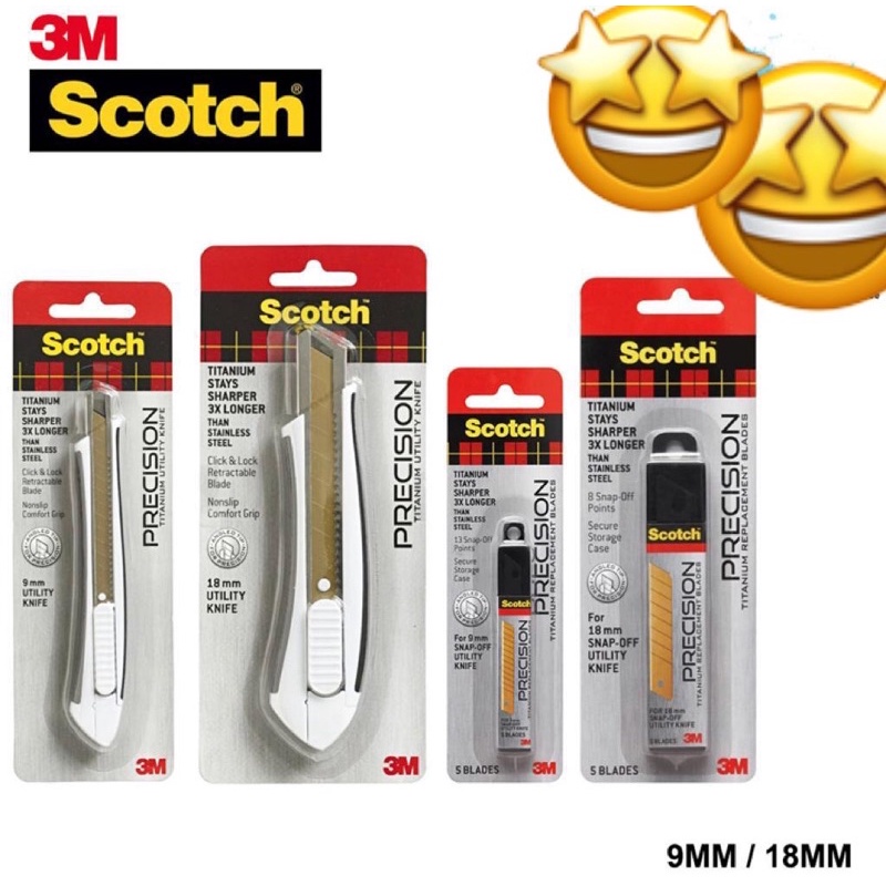 💯 Original 3M Scotch Precision Titanium Utility Knife Hand Cutter 9mm ...