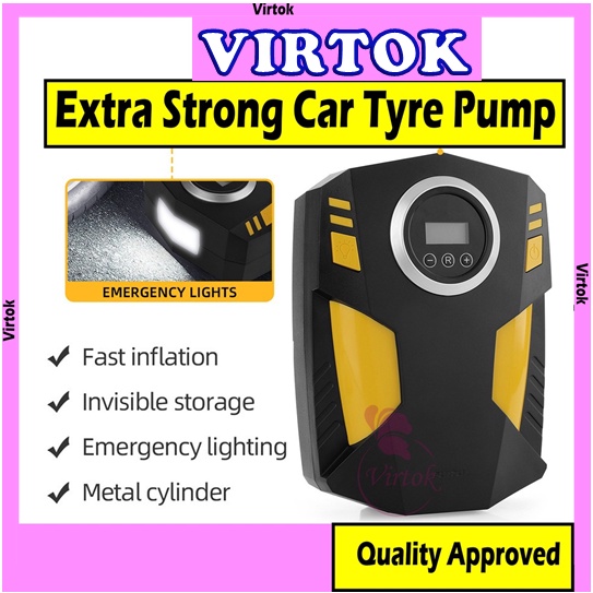 VIRTOK Wireless Auto Stop Tire Inflator 12V Portable Air Car Pump ...