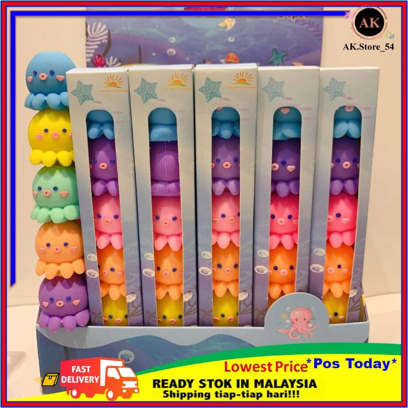 Stackable Octopus Highlighter Pen 5colour set School Office Stationary ...