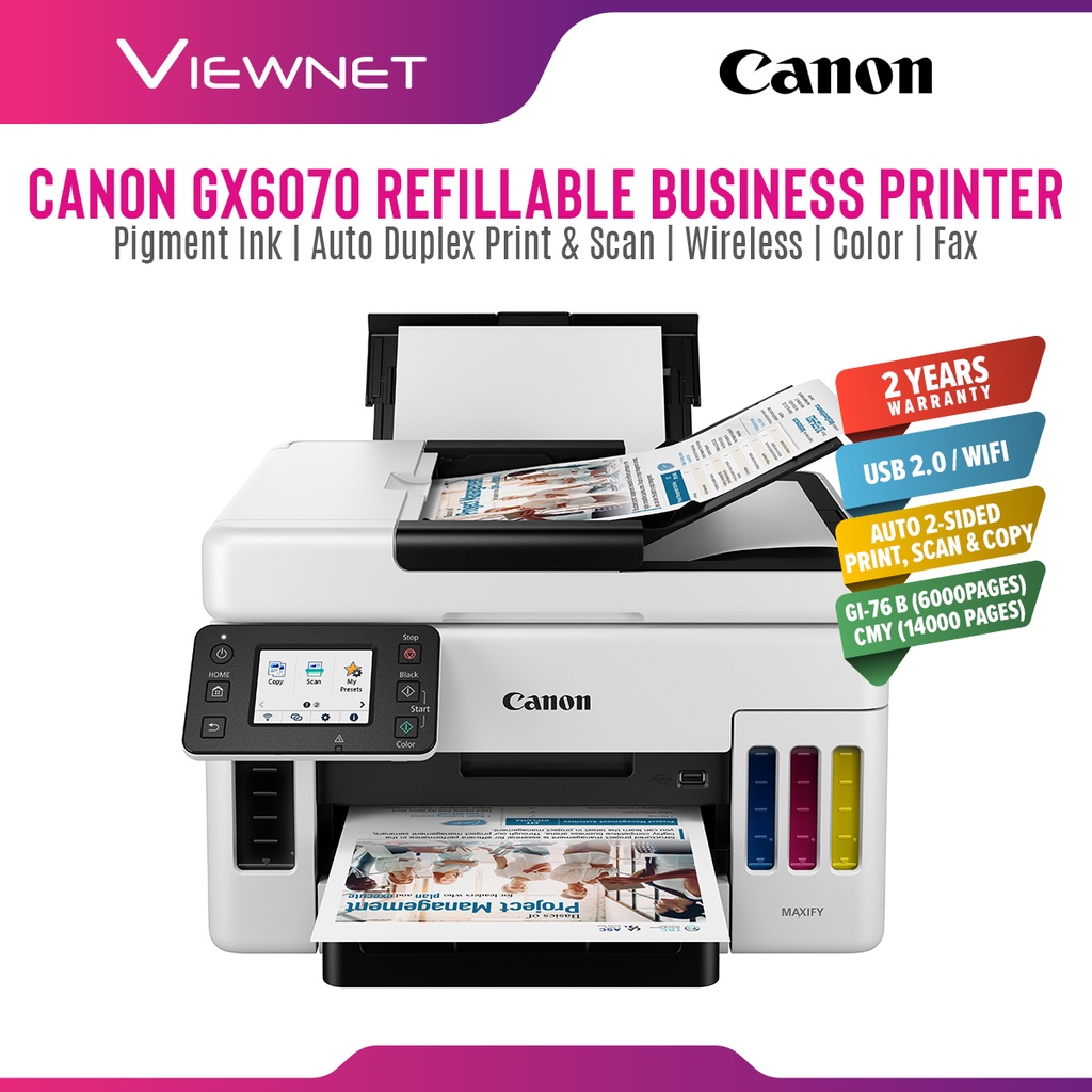 Canon Maxify GX6070 / GX7070 A4 Ink Tank Printer (Auto Duplex Print ...