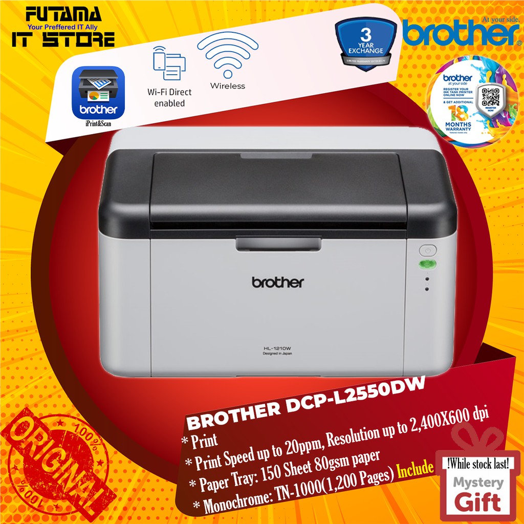 Brother HL-1210W Wireless Single Function Monochrome Laser Printer (Comes with original Brother ...