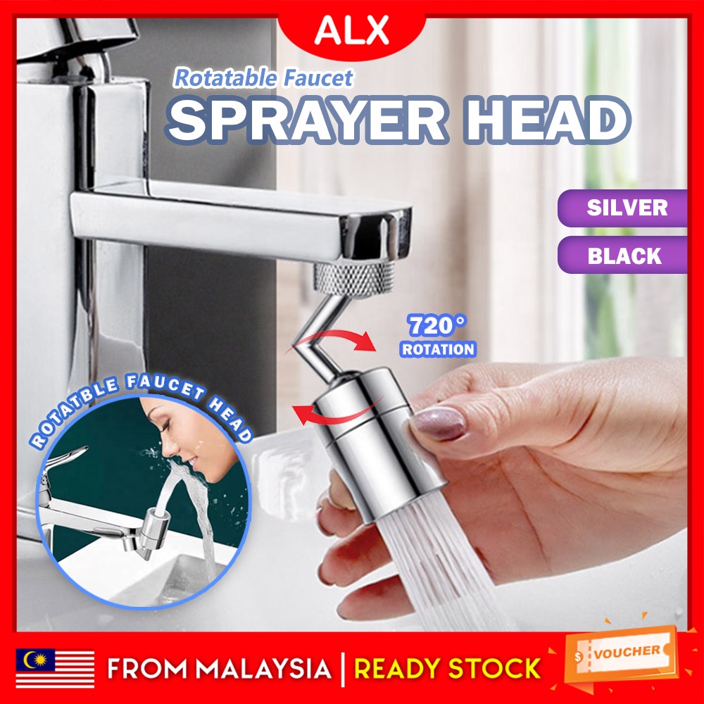 Alx 720° Rotatable Faucet Sprayer Head 24mm Universal Splash Filter