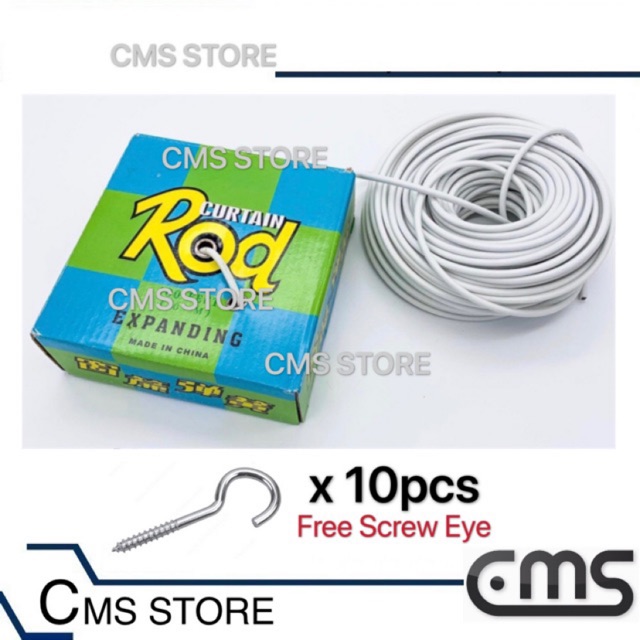 Spring Tali Dawai Langsir Good Quality CURTAIN ROD Putih (free 10pcs of ...