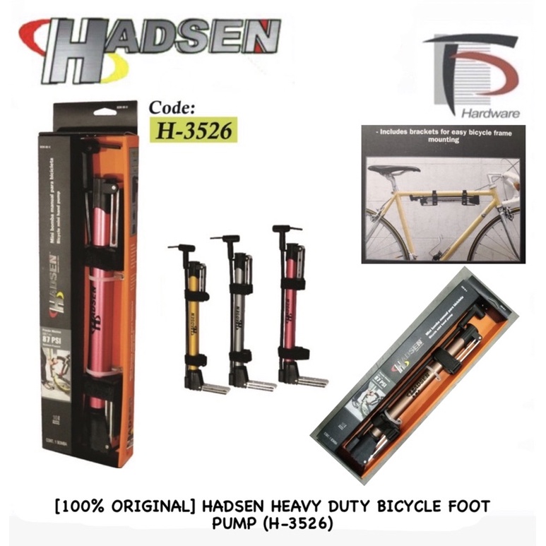 [100% ORIGINAL] HADSEN HEAVY DUTY BICYCLE HAND FOOT PUMP (H-3526 ...