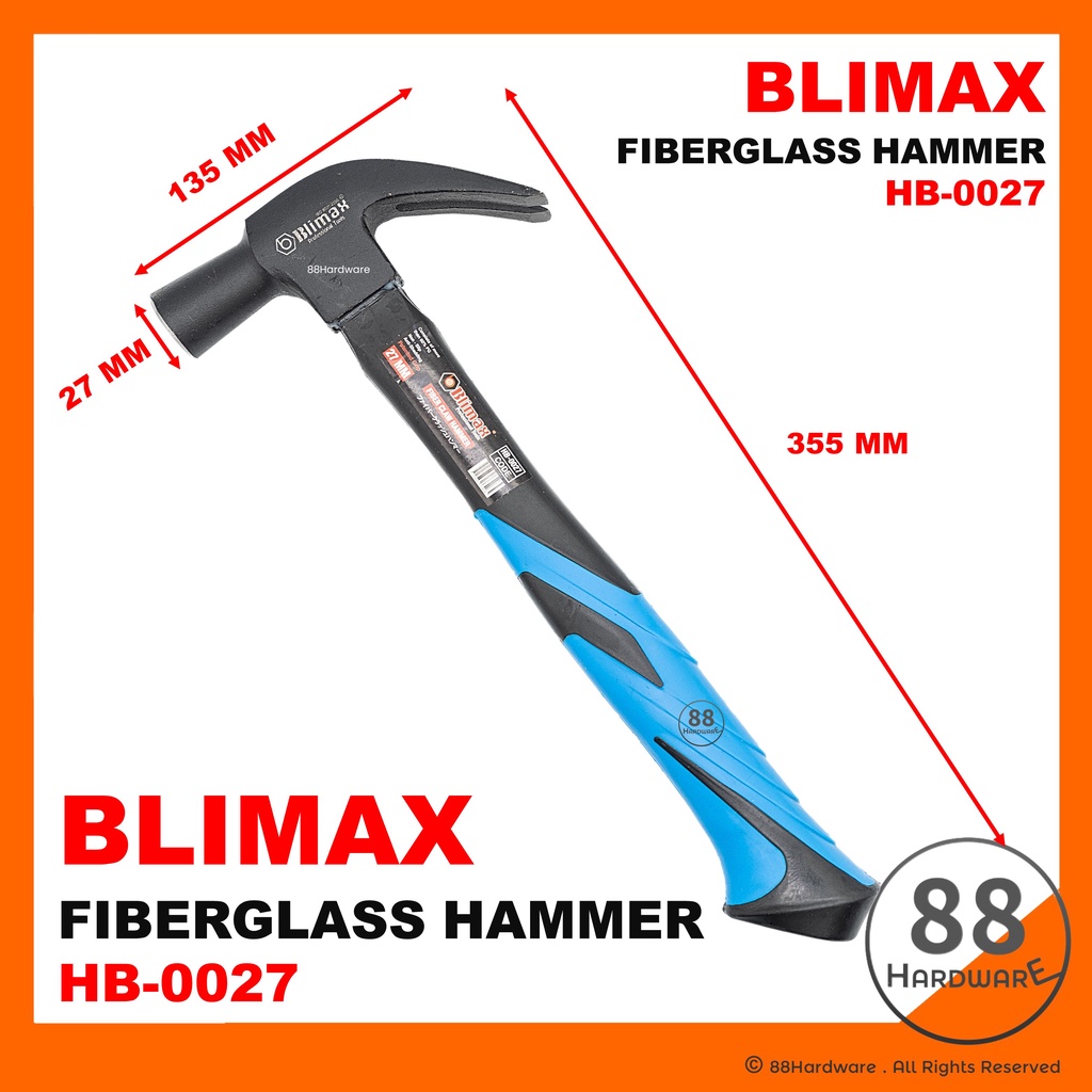BLIMAX HBM-0027 claw hammer / hammer / tukul besi / fiber hammer ...