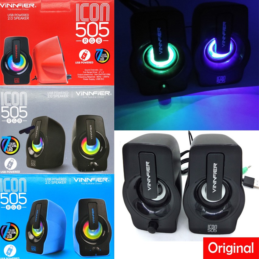 Official Vinnfier Icon 505 USB Portable Speaker With LED Lights For Laptop/ Desktop PC Computer ...