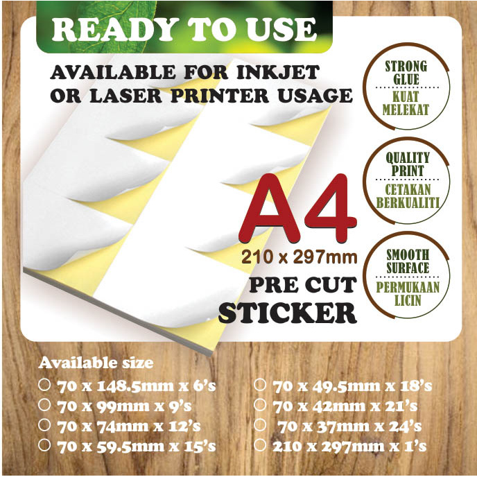 A4 Blank Sticker / A4 Pre Cut Sticker / Sticker Label - Peel & Sticker ...