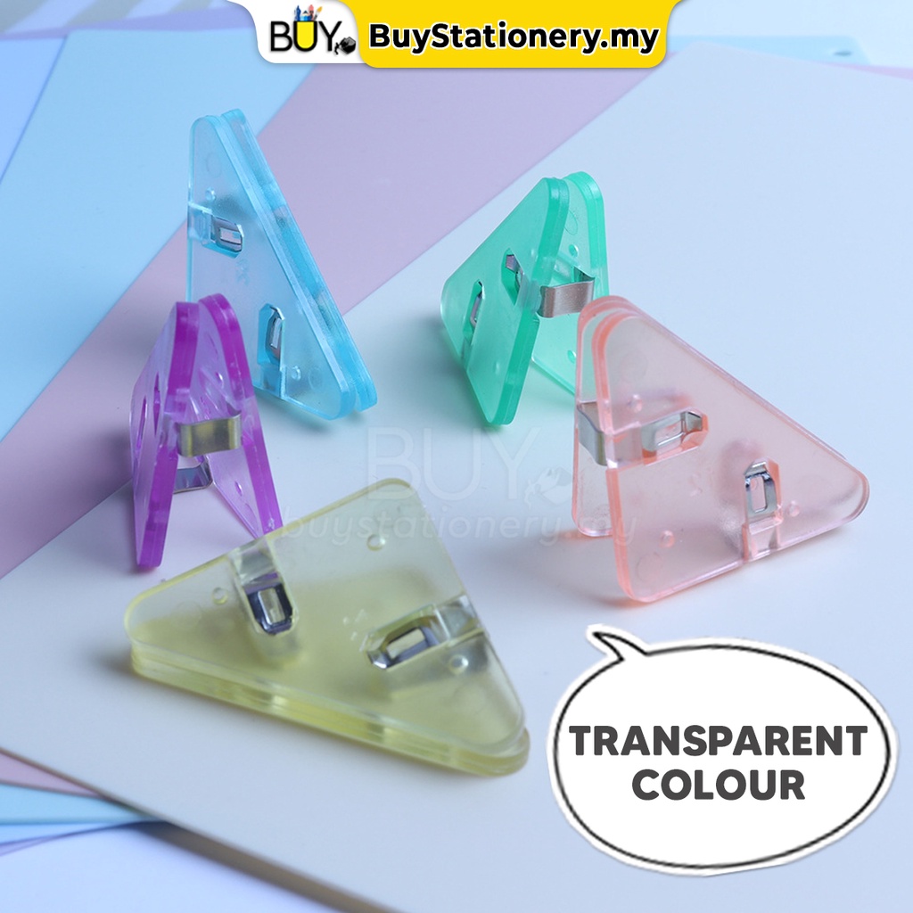 Ins 40 Sheets Corner Set Triangle Paper Clips Transparent / Solid Pages ...