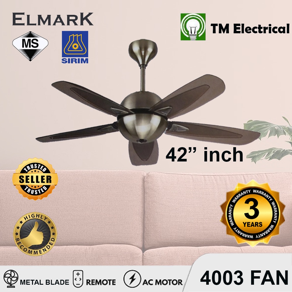 ELMARK KING OF FAN 42'' CEILING FAN VIP 4003 / REMOTE CONTROL / 188 SUPER MOTOR / 3 SPEED / 5 ...