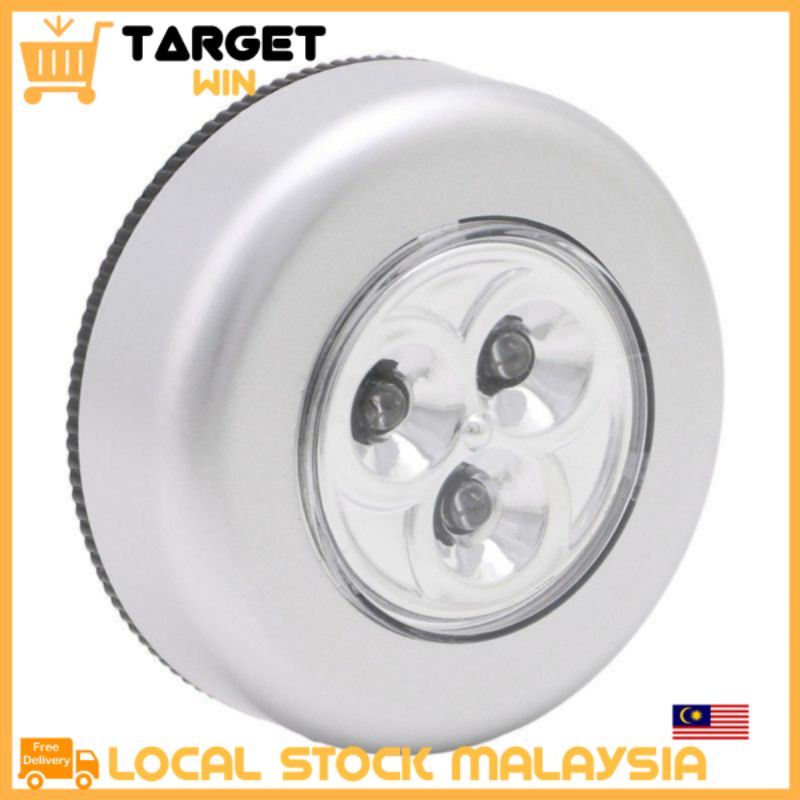 3 LED Wall Sticking Touch Light Push Lamp Night Light Kereta Rumah Home ...