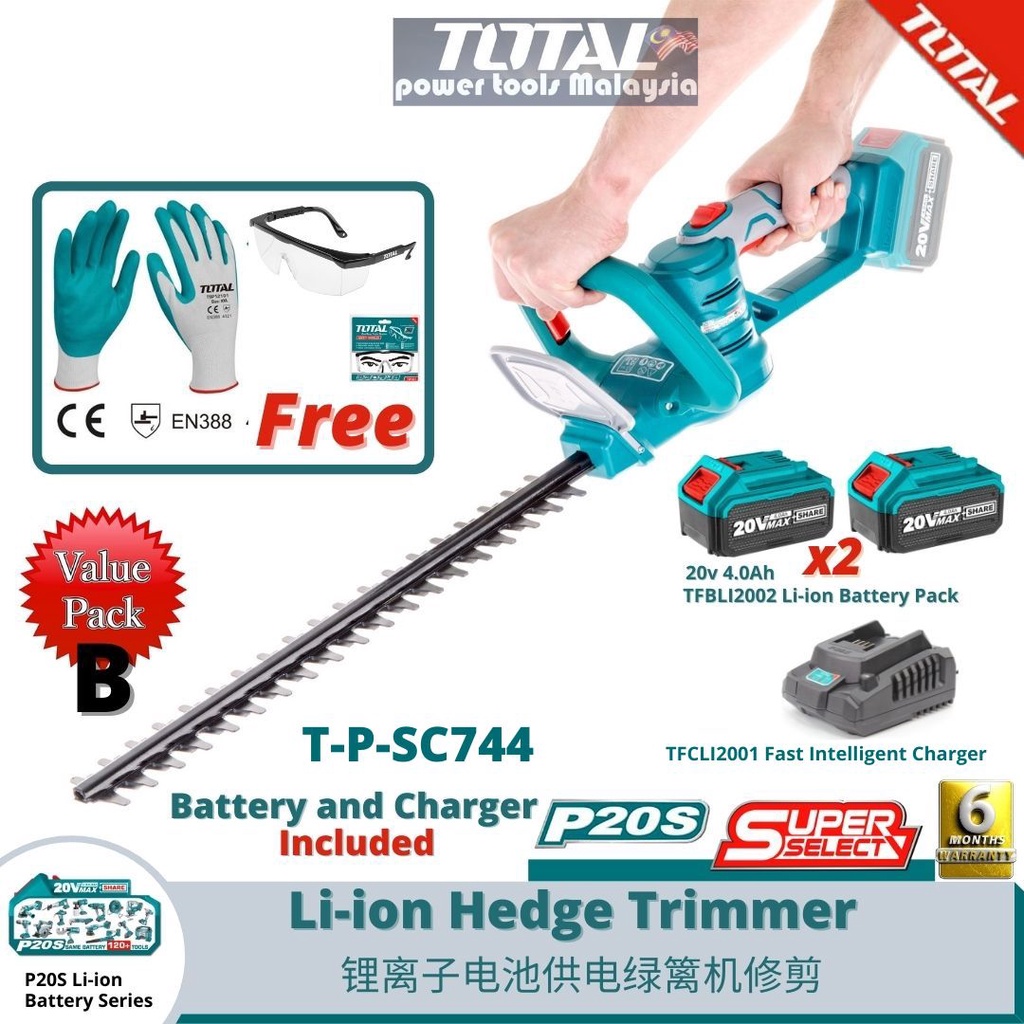 TOTAL Li-ion Hedge Trimmer (P20S / 20V) Solo/ Combo For Gardening Tools ...