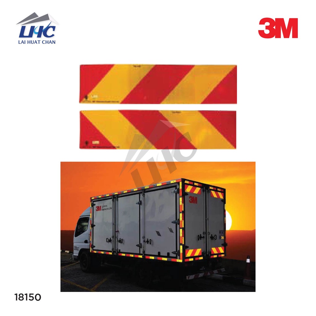 6" x 24" 3M JPJ Red Yellow Line Sticker (Sirim) Horizontal Reflective ...
