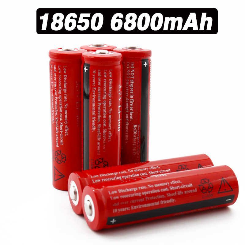 18650 li-lon Bateri Lithium Battery Durable Premium 6800mAh Red ...