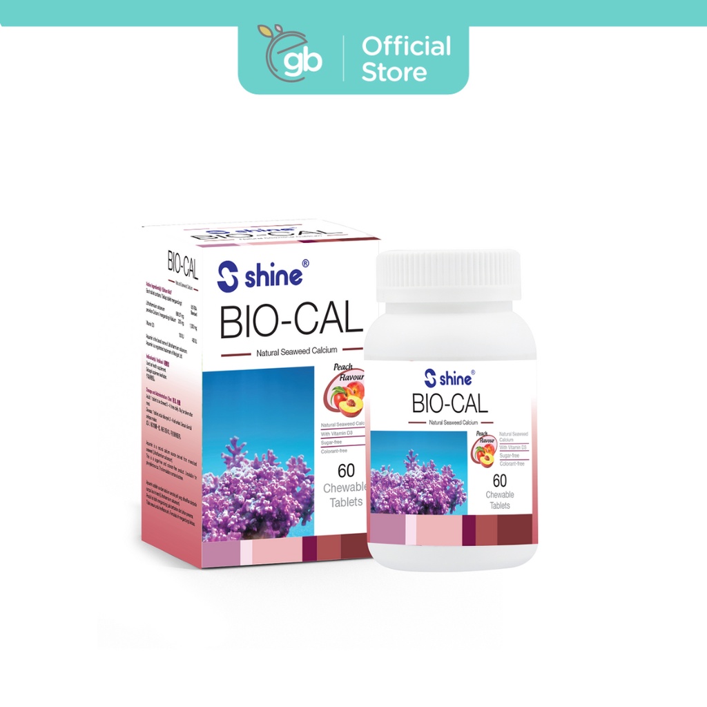 Shine Bio-Cal Natural Seaweed Calcium Chewable Tablet - Peach Flavour ...