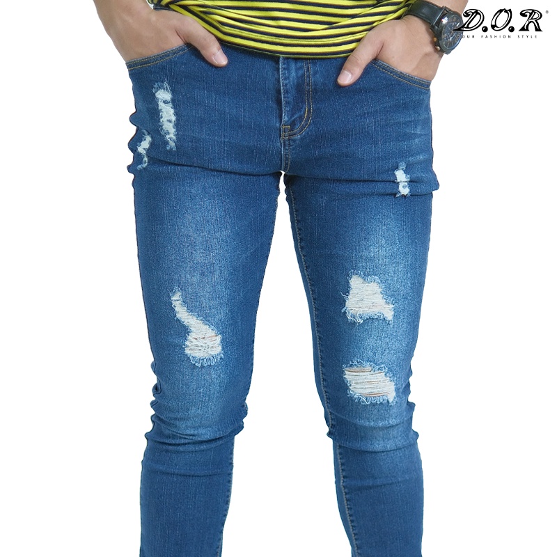 DOR Men Fashion Slim Fit Skinny Denim Long Jeans DOR-6034 | Shopee Malaysia