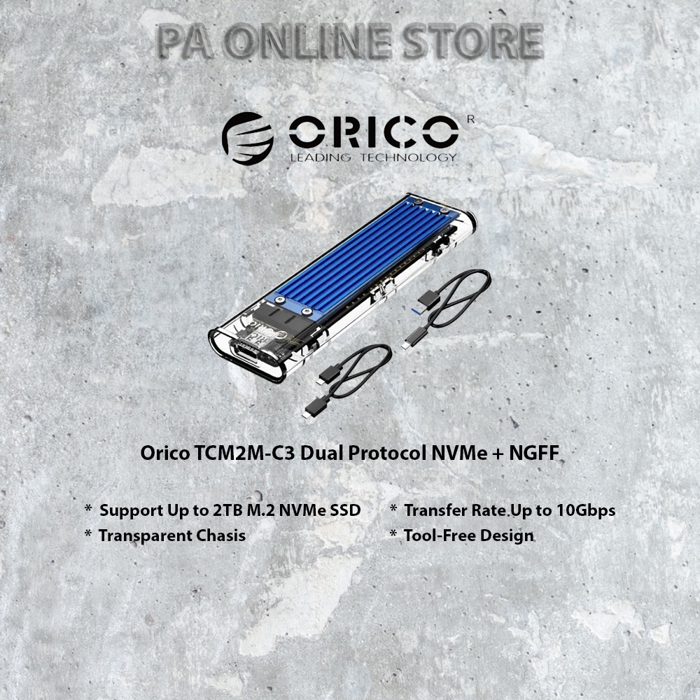 Orico Dual Protocol NVMe+ NGFF SSD Enclosure (10Gbps) (TCM2M-C3 ...