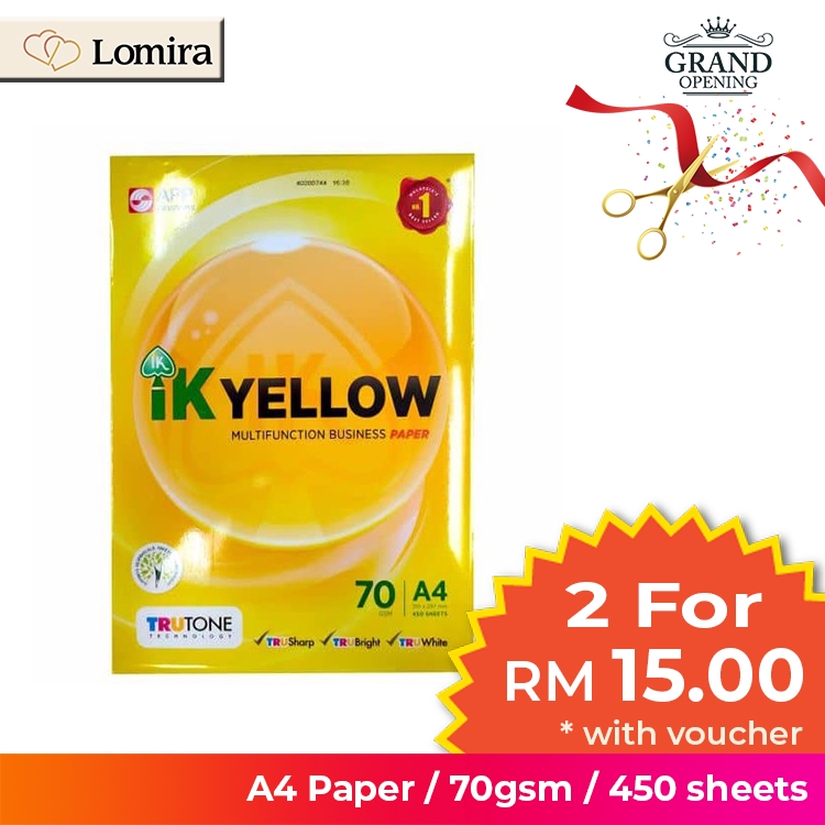 [NEW] IK Yellow Multipurpose A4 Paper (70gsm / 450 Sheets) - For Copier ...