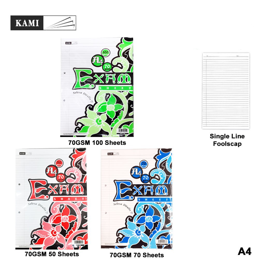 Kami A4 Exam Sheet 70gsm 30s/50s/70s/100s - (PKT) | Shopee Malaysia